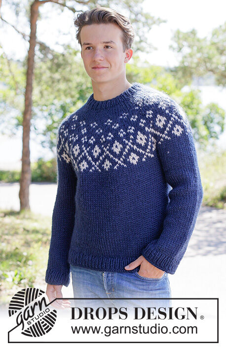Knitting Patterns Galore - Midnight Flowers Sweater for Men